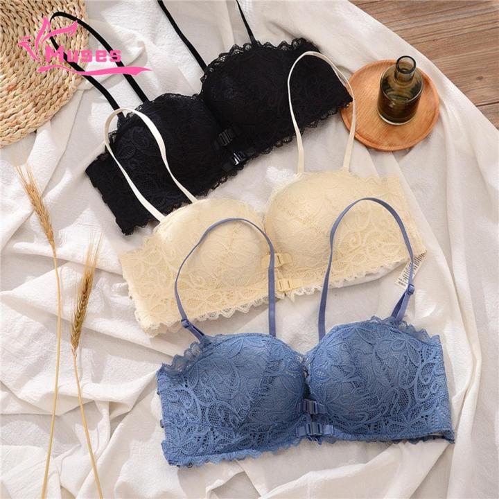 Muses Mall Women Bra French Style Front Closure Bra Wireless Push Up ...