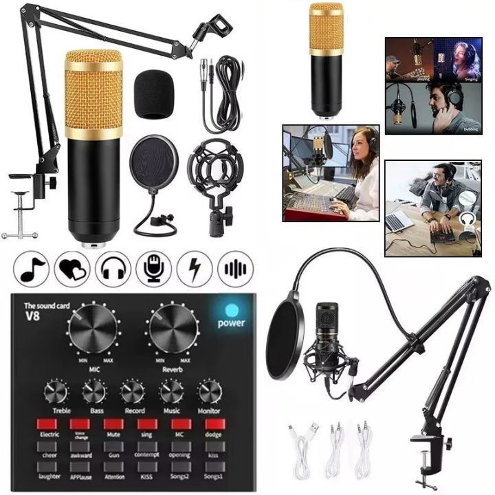 2026 BM-800 Microphone With V8 Live Sound Card,Bluetooth Mixer Board,3 ...