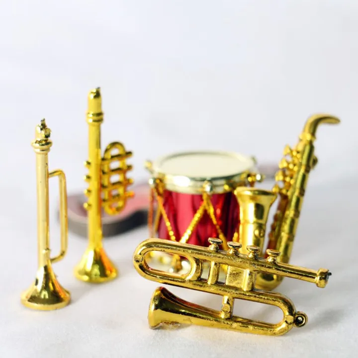 1/12 Scale Music Bar Drum Microphone Saxophone Trumpet Piano Model ...