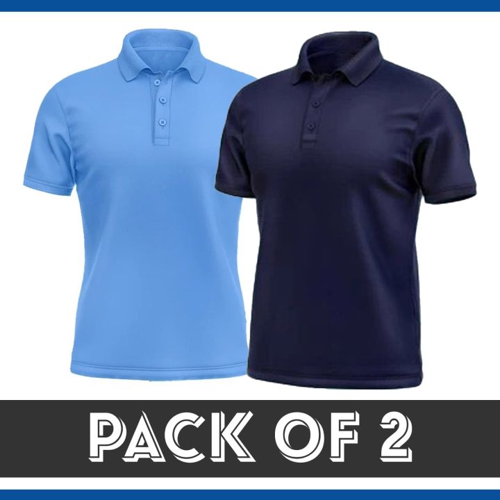 EZI-Pack of 2 Polo Shirt Sky Blue & Black for Men | Daraz.pk