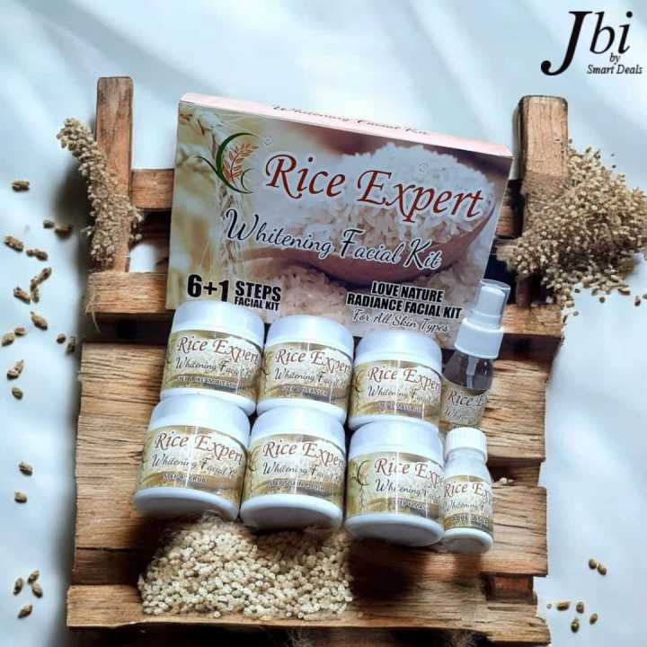 Rice Extract 6 Steps Complete Whitening Facial Kit with Bleach ...