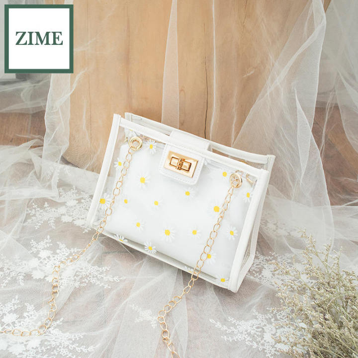ZIME Summer new transparent small daisy lock chain jelly mother-in-law ...