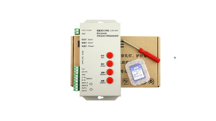 T-1000S LED RGB Full Color Controller SD Card Pixels Controller DC3-24V ...