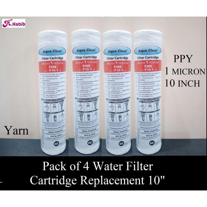 Pack of 4 Water Filter Cartridge Replacement PPY String Wound Sediment ...