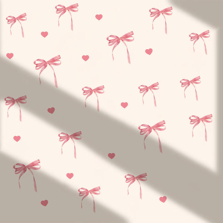 Pink Bow Wall Stickers Aesthetic Boho Love Heart Bow Bow Bowknot ...