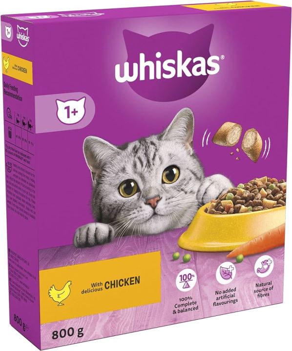 Whiskas 1+ Box Adult Dry Cat Food With Chicken - 800gm | Daraz.pk