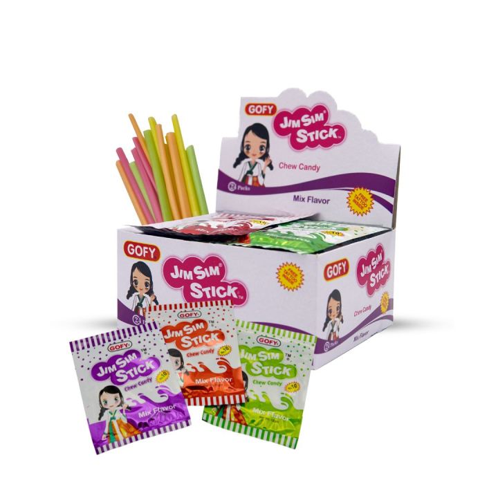 Gofy Jim Sim Stick Chew Candy – Mix Flavors, Free Tattoo, 30 Pack ...
