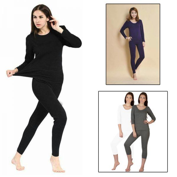 2 Pcs Womens Ladies Girls Full Body Suit Thermal Body Warmer Skin Tight ...