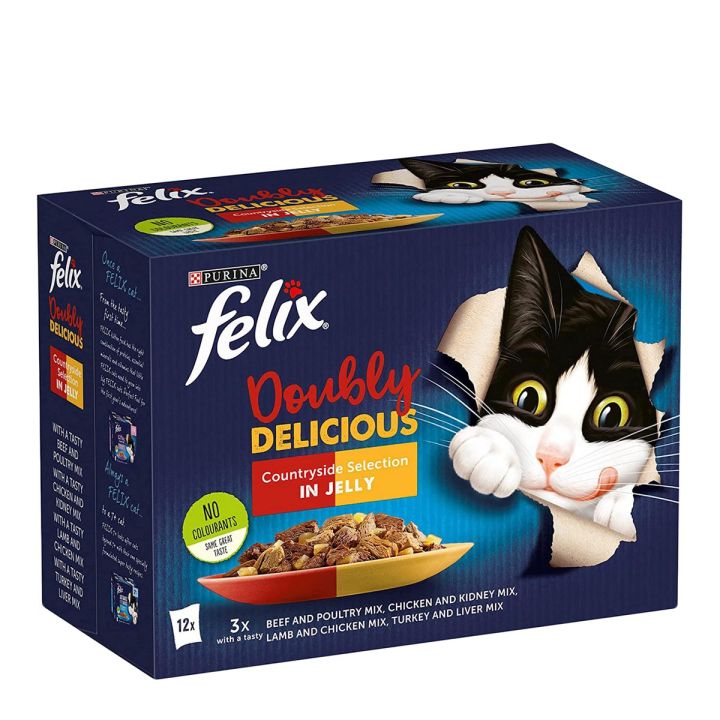 Felix Cat Food Jelly, Doubly Delicious Meaty Selection With Beef ...