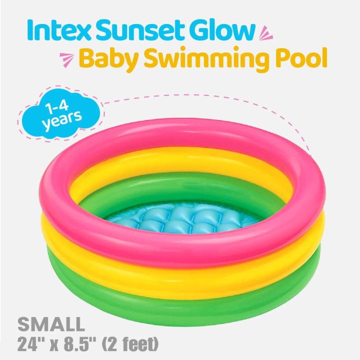 INTEX Inflatable Kids Swimming Pool - 2 feet - Baby Bath Tub wet set ...