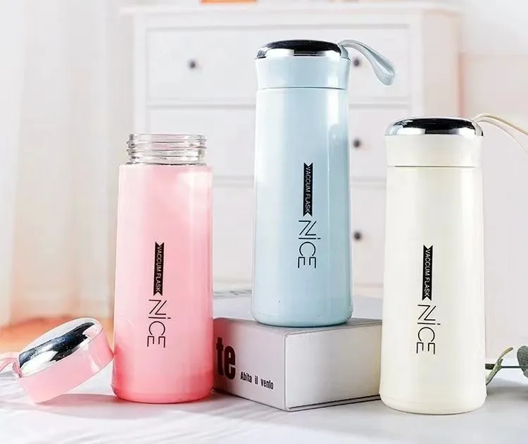BPA-Free Water Bottle with Glass Inner Core & Durable Plastic Outer ...