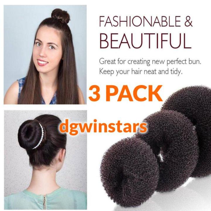 3 PCS Magic Hair Bun Maker French Twist Donut Former Ring Round Buns ...