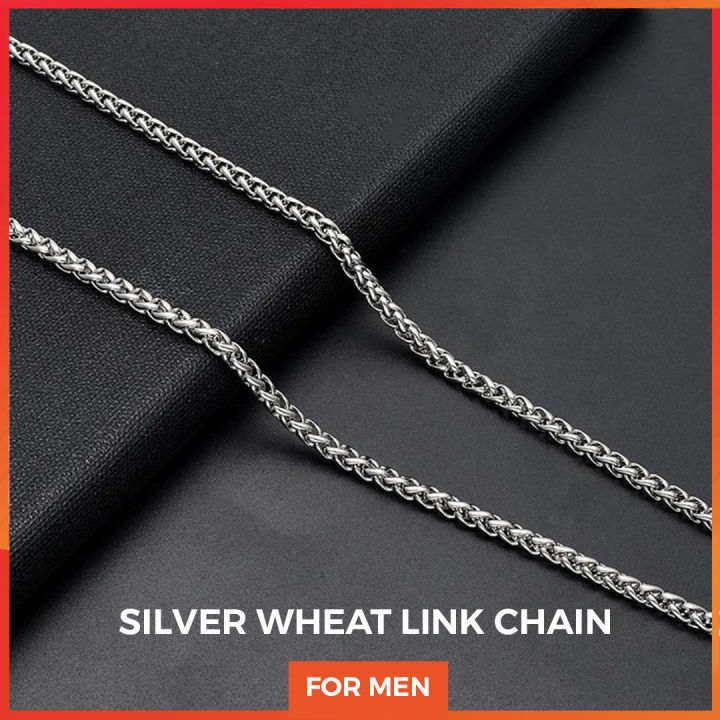 Silver Wheat link chain for men | Daraz.pk