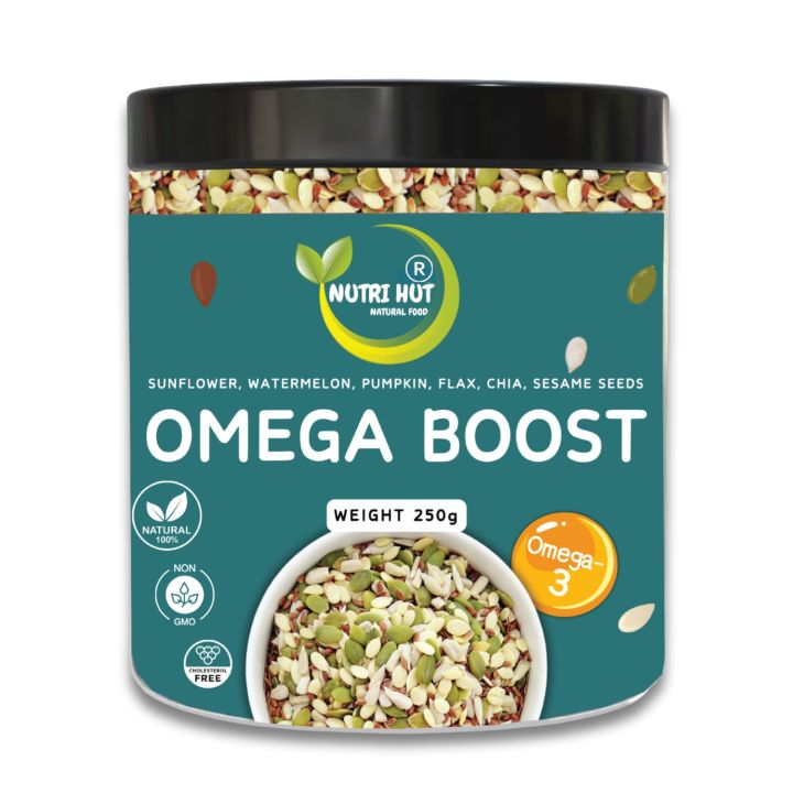 Nutri Hut Omega Boost - Premium Mix of Sunflower, Pumpkin, Flax ...