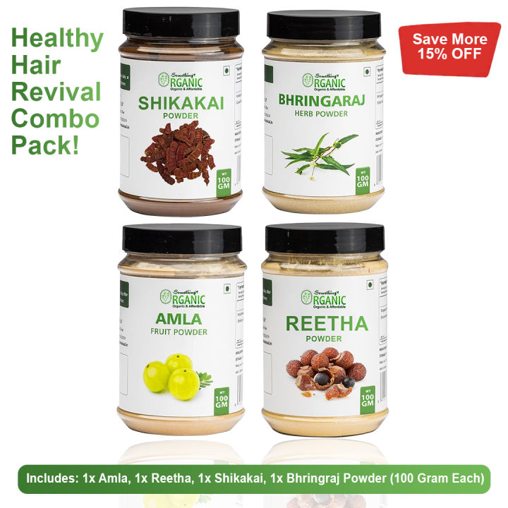 Pack of 4 100GM - Amla + Reetha + Shikakai + Bhringraj Powder – Natural ...