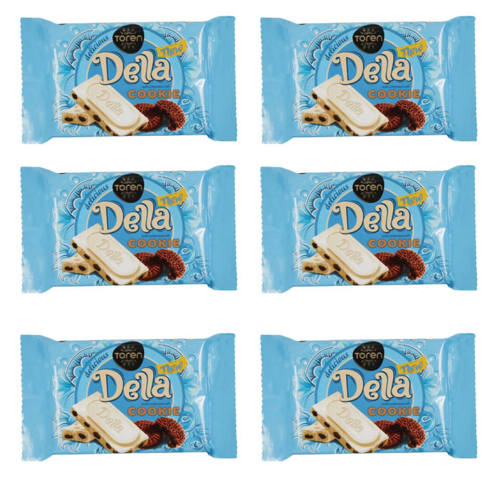 Della Chocolate with Cookies – Pack of 6 x 52g – Creamy Milk Chocolate ...
