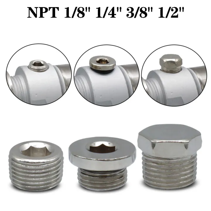 Inner Hexagon Plug NPT 1/8" 1/4" 3/8" 1/2" Pneumatic End Cap Iron Male ...