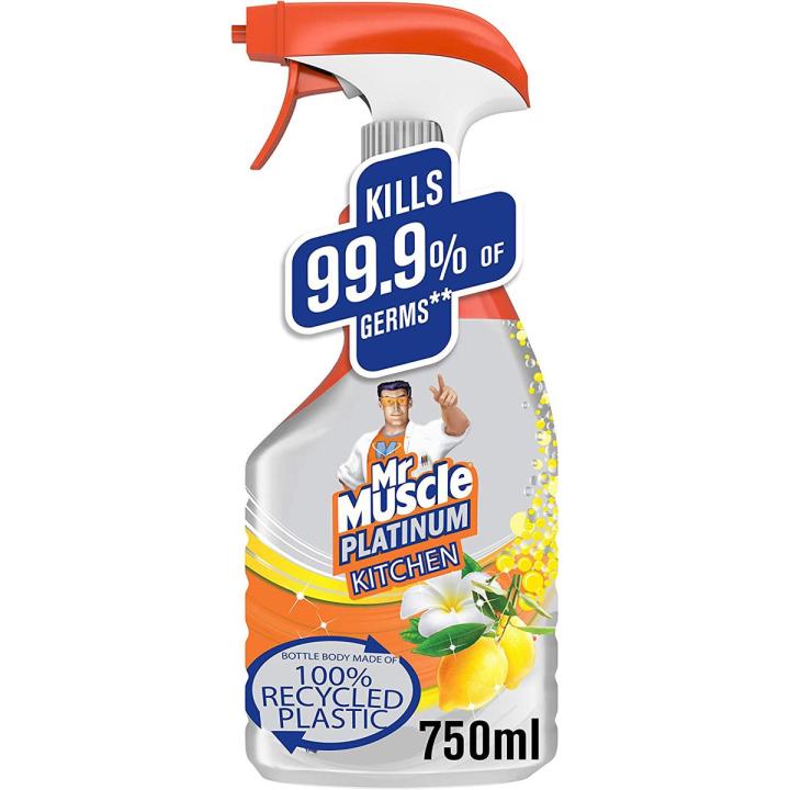 Mr Muscle Kitchen Cleaner Citrus Platinum Antibacterial Kitchen Spray ...