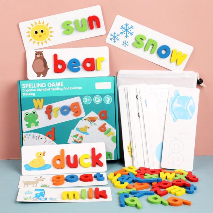 Montessori Spell Word Game Wooden Kids Toys Early Learning Letter ...