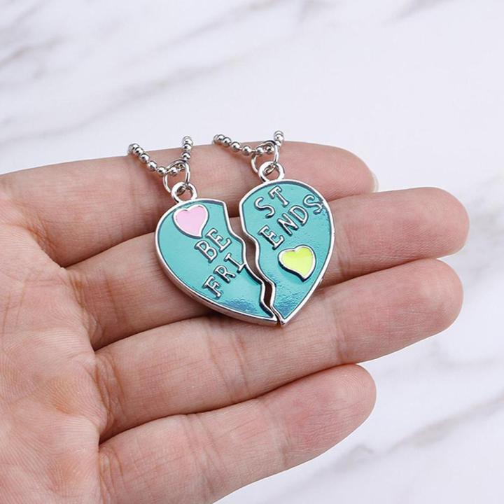 2Pcs Women Best Friends Half Heart Splice Friendship Pendant Necklace Jewelry Daraz.pk