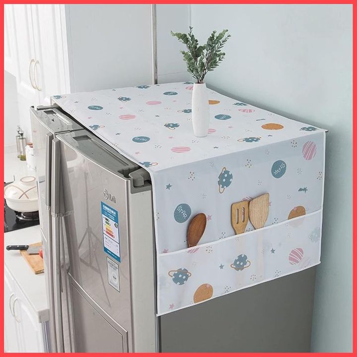 1Pc Fridge Cover with Pockets – High-Quality, Washable Refrigerator ...
