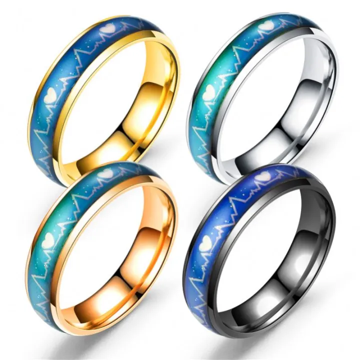 Fashion Couple Stainless Steel Thermal Discoloration Temperature Mood ...
