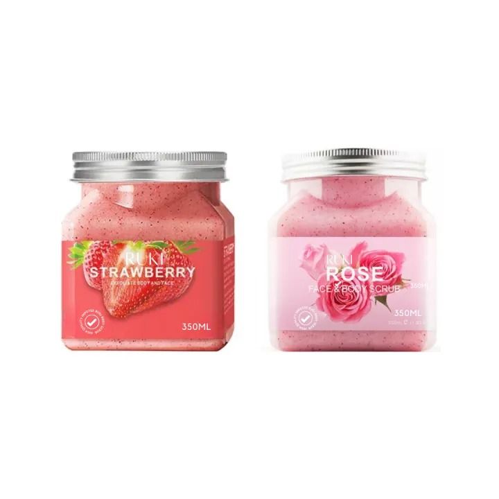 Body & Face Scrub RUKI 2 Pack – Strawberry & Rose Exfoliating Scrub for ...
