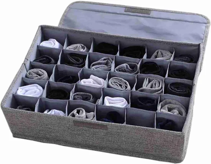 Underwear Socks Storage Organizer with Lids Foldable Closet Drawer ...