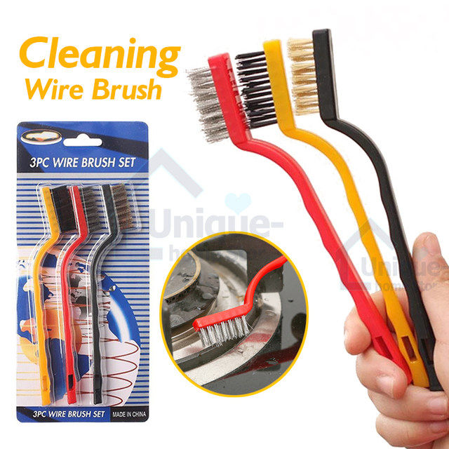 BRISTLES: BRASS, NYLON, STAINLESS STEEL, 3 PC MINI WIRE BRUSH SET ...