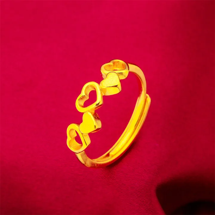 Youbo Love Heart-Shaped Ring Women 24k Women's Fashion 24k Love Heart ...