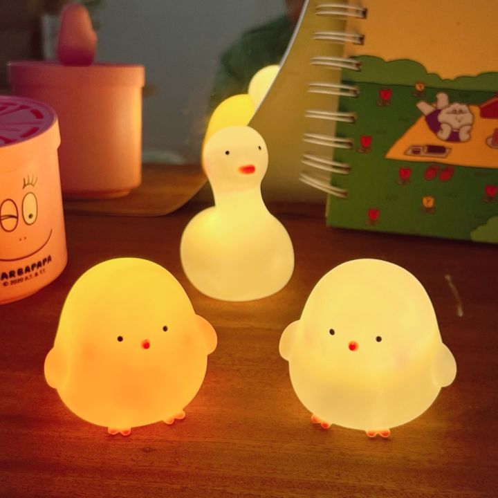New Small Night Light Animal Cartoon Led Chick Lamp Soft Home ...