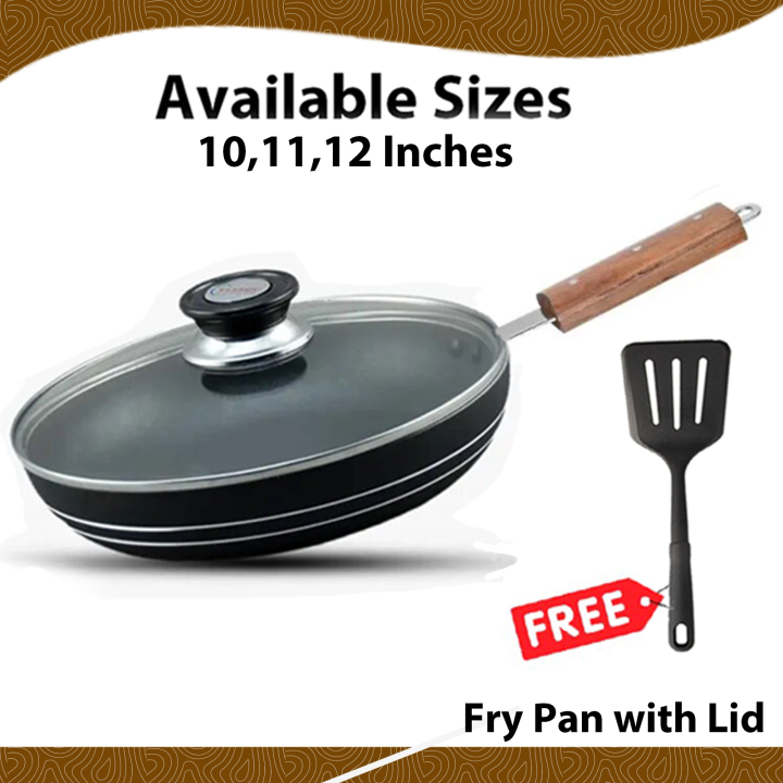Non Stick FryPan with Glass Lid / Sizes 26,28,30 Inches | Daraz.pk