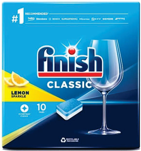 FINISH Classic Lemon Sparkle Dishwasher Tablets – Pack of 10 – Powerful ...