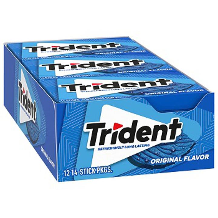 Trident Original FLavor Sugar Free Gum, Pack of 12 (14 Count x 12 ...