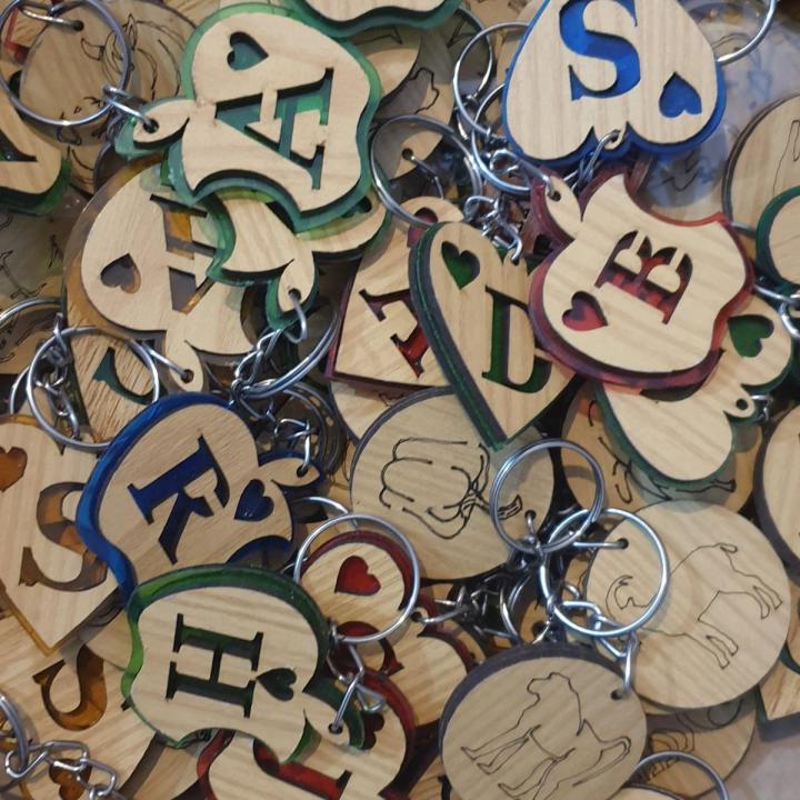 Keychains Wood Style Key Chain Different Shapes: ABC Letters / Animals ...