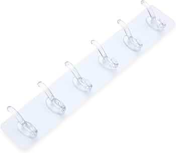 Transparent 6 Hooks Hanger Self Adhesive Clothes Hanger Wall Mounted ...
