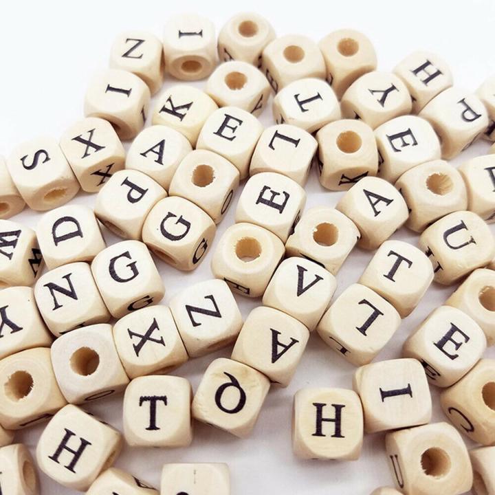 Pack of 40 - Mini Wooden Square Beads With Neon Alphabets, Mini ...