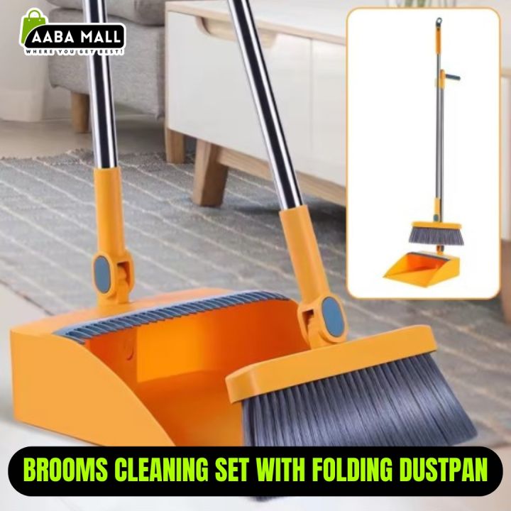 Long Handle Dustpan & Broom Set | Sturdy Indoor & Outdoor Sweeping Kit ...