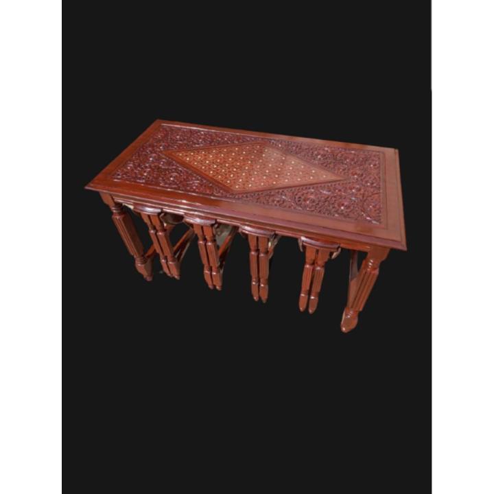 Chinyoti Solid Sheesham Wood Nesting Tables Home Decor Set of 5 Tables ...