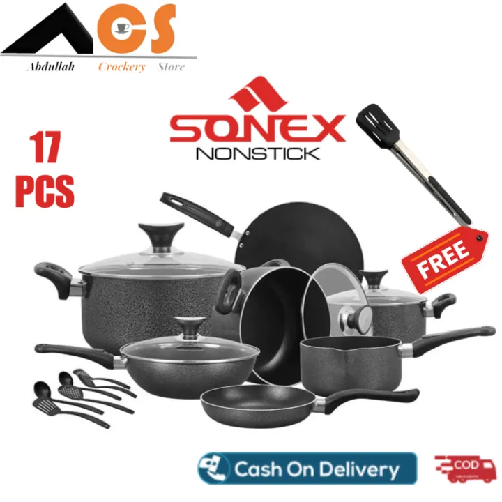 Non stick set Grace by SONEX Double Glazed 17 Pcs | non stick set ...