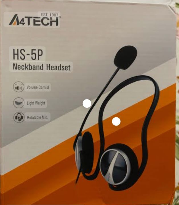 A4TECH HS-5P Neckband Headset with 2-Pin Connector | Lightweight Design ...