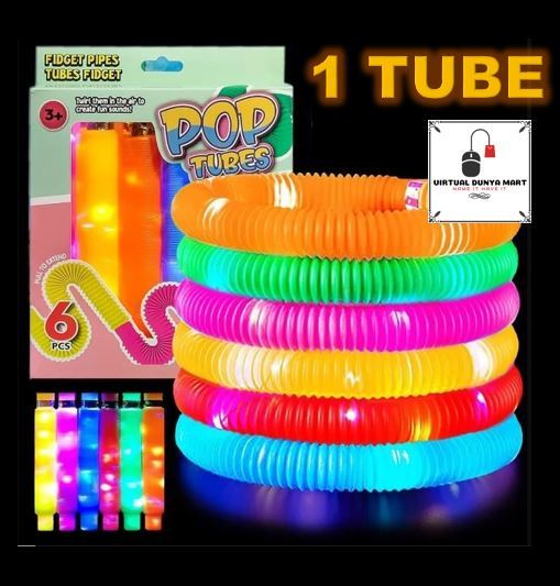 Popit Tube With LED Lights Blinking, Glow in the Dark Fidget Toy Stress ...