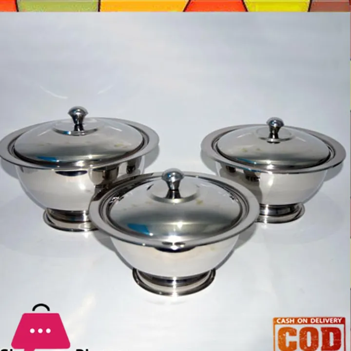 Stainless Steel Stock Donga 3 Piece Set with Lids Kitchenware Pot 3pcs ...