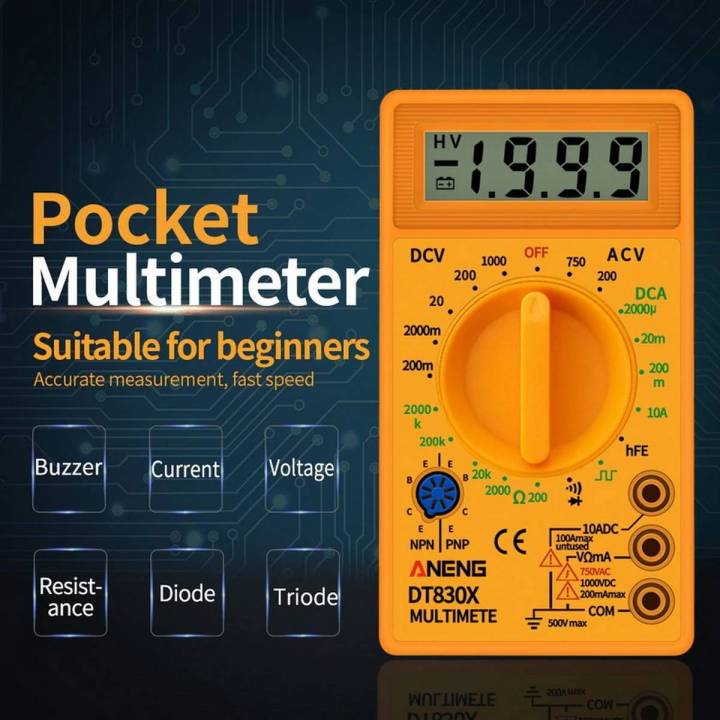 DT-830D Mini Pocket Digital Multimeter 1999 Counts AC/DC Volt Amp Ohm ...
