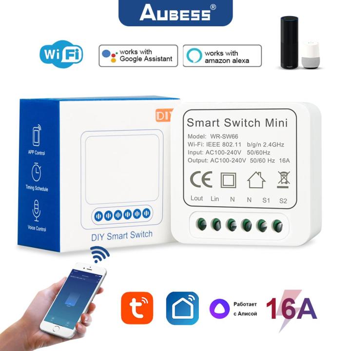Aubess 16A MINI Wifi Smart Switch Supporte 2-way control Timer Wireless ...