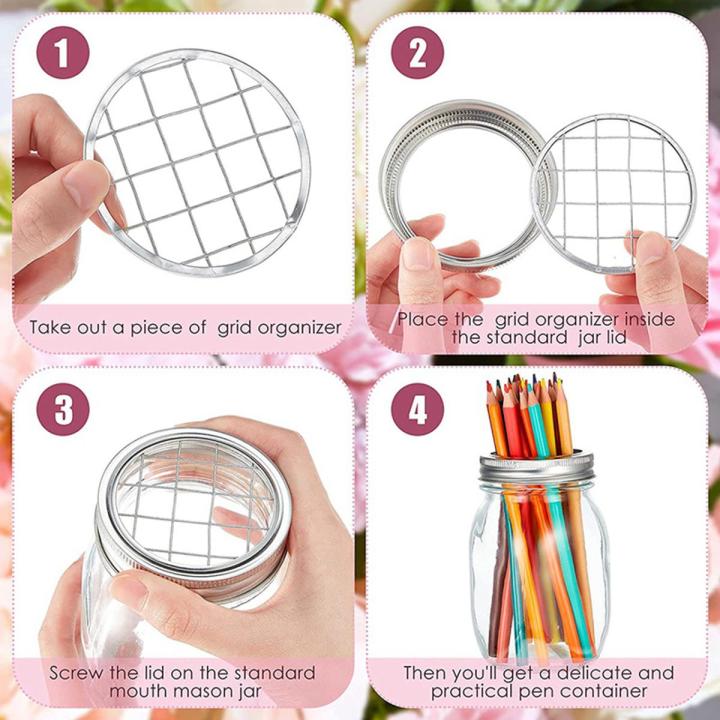 NCANRUI 30 Pieces Flower Mason Jar Flower Lid Floral Frog Vase Insert ...