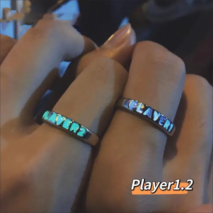 2Pcs/Set Luminous Player Rings Couple Women Male Lovers Party Jewelry ...