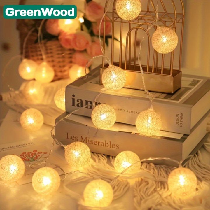 10 Cotton Ball LED String Fairy Lights Battery Operated - Led Lights ...