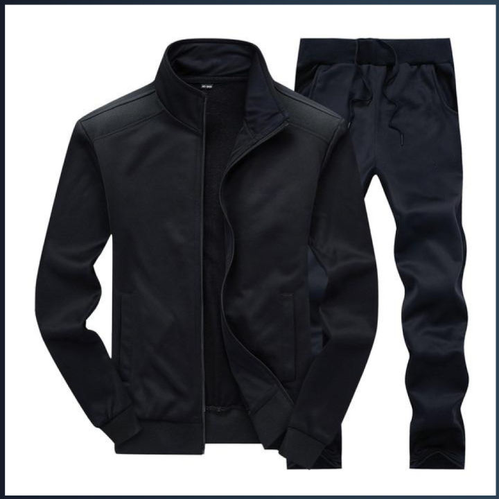 Plain black stand collar tracksuit for men | Daraz.pk