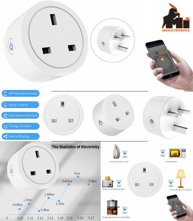 Tuya Wifi Smart Socket Switch 16a With Power Metering Ai Voice Alexa Mobile Phone Remote Control
